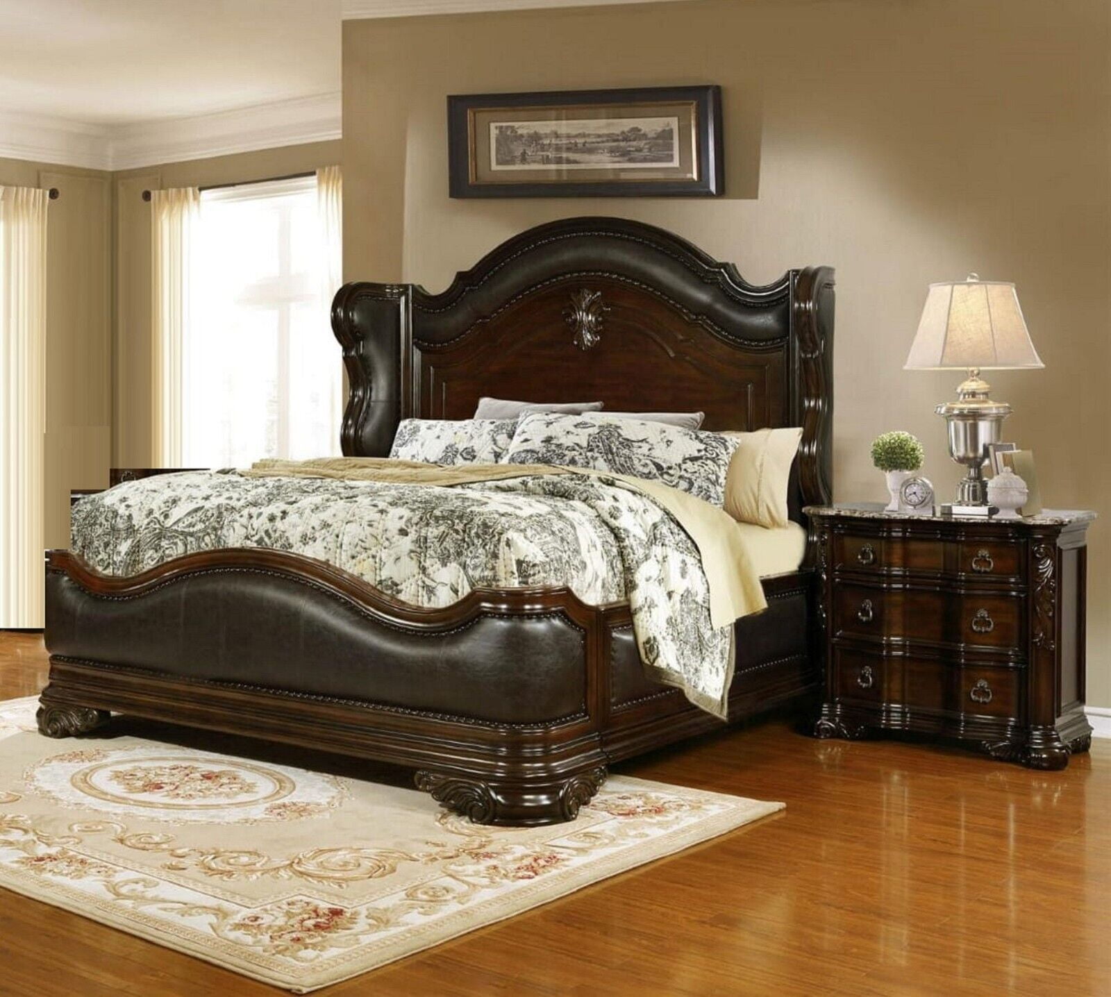 Classic Vintage 3pc Master Bedroom Luxury Set Queen Size Bed 2x ...