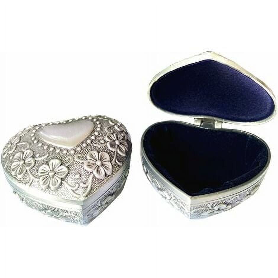 Classic Vintage Antique Metal Heart Shape Jewelry Box Ring Box Trinket ...