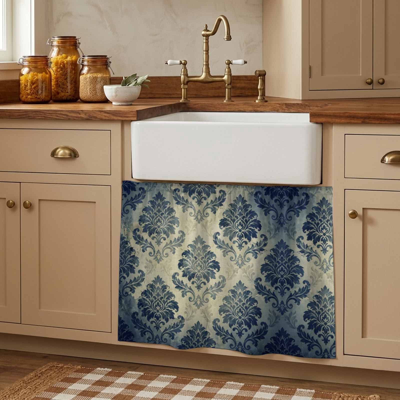 Classic Vintage Boho Small Cabinet Curtains 10"W x 11"L, Traditional ...