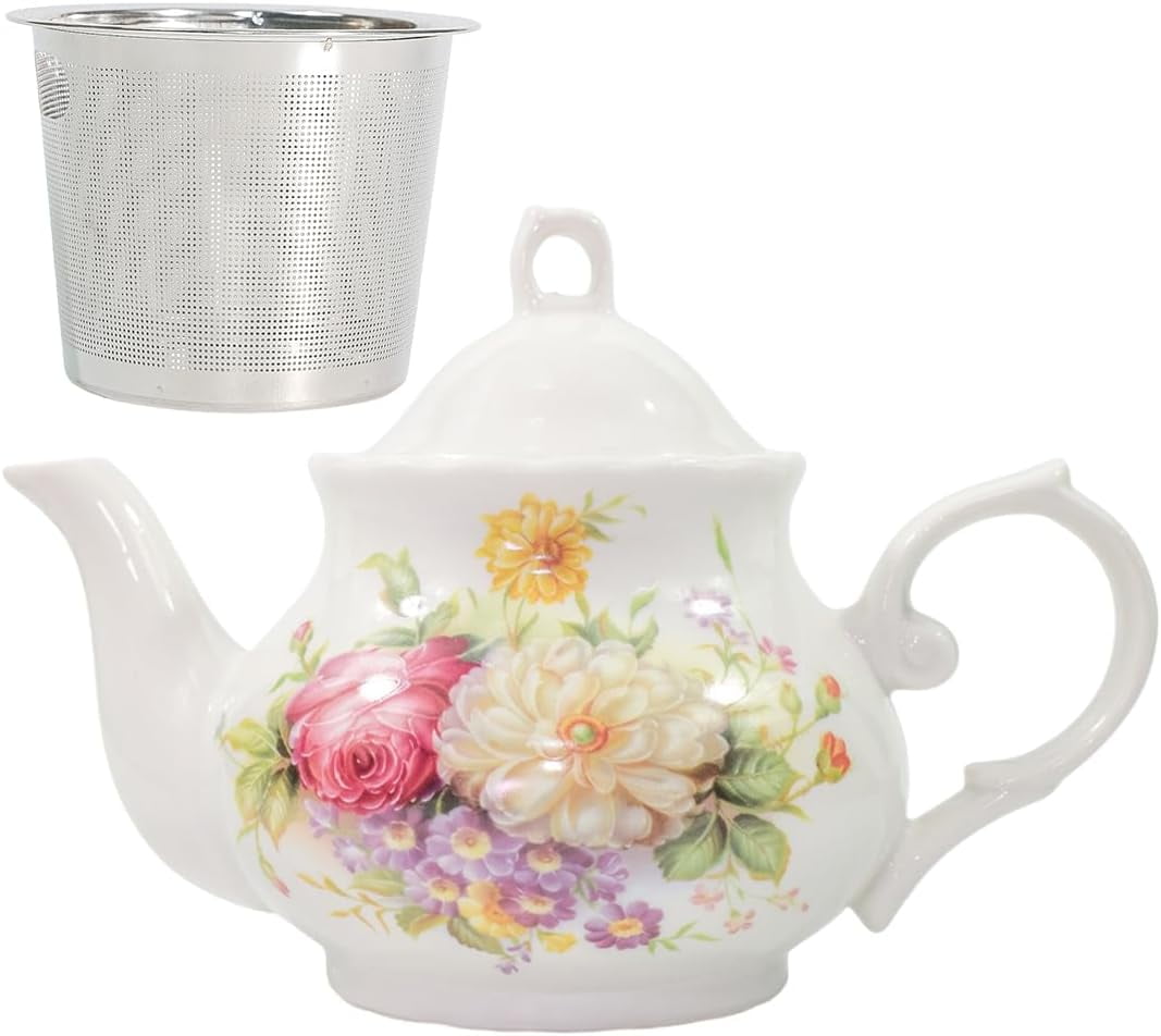 Classic Vintage British Royal Style Ceramic Teapot, 30OZ Large Teapot ...