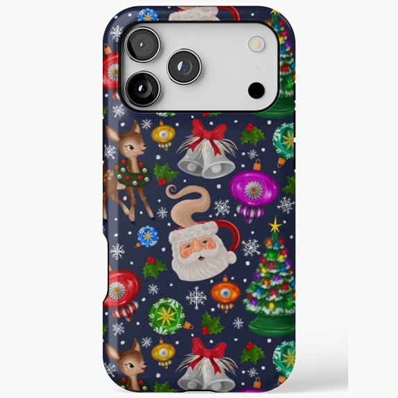 Classic Vintage Christmas Case for iPhone 11 12 13 14 15 16 17 Pro Max ...