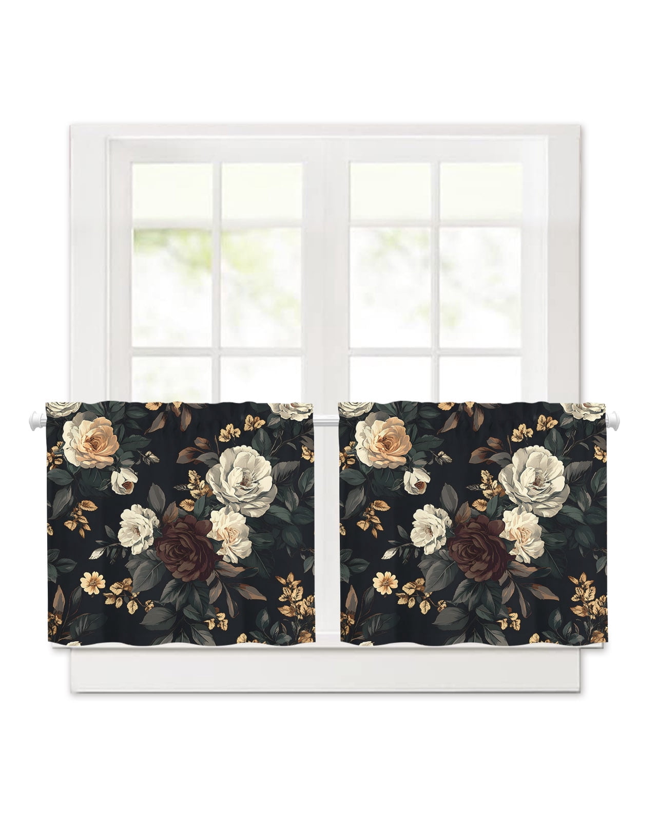 Classic Vintage Flowers Short Blackout Curtains 30 Inch Long,Retro ...