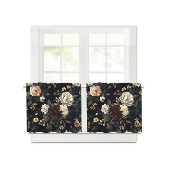 Classic Vintage Flowers Short Blackout Curtains 30 Inch Long,Retro ...