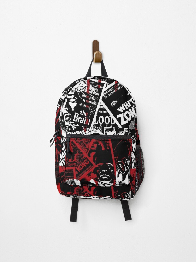 Classic Vintage Horror Movies Collage Black White Bloody Backpack ...
