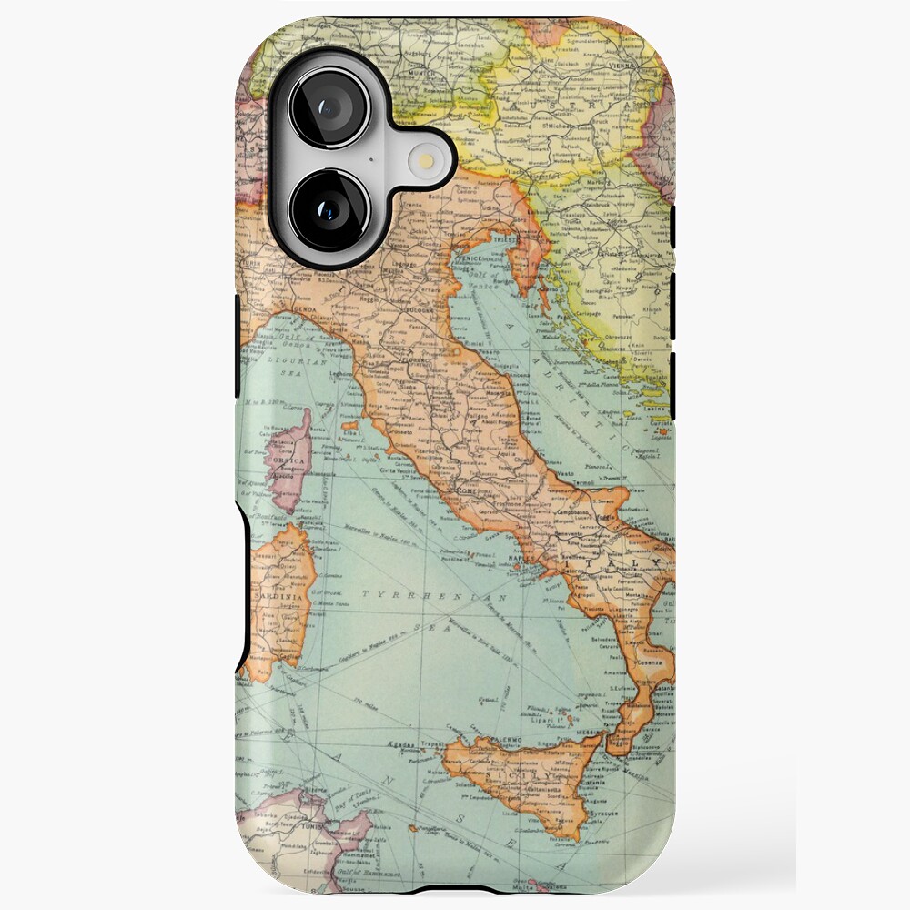 Classic Vintage Italy Map Antique Style Case for iPhone 17 11 12 13 14 ...
