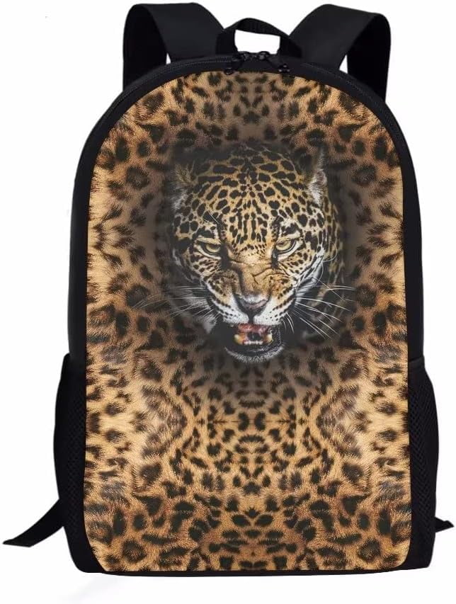 Classic Vintage Leopard Backpack with Water Bottle Pocket, Animal ...