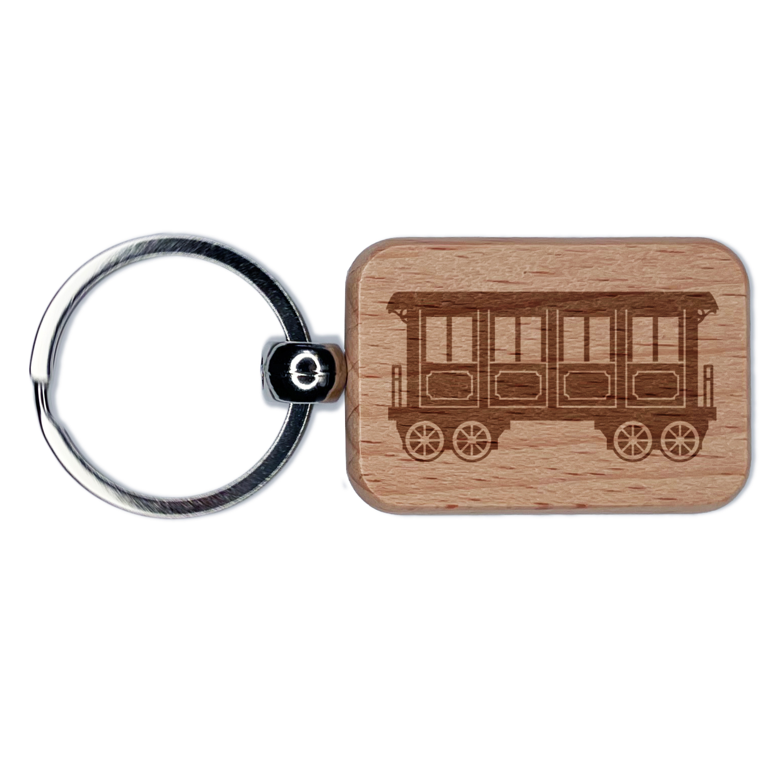Classic Vintage Locomotive Train Passenger Car Rectangle Keychain Charm ...