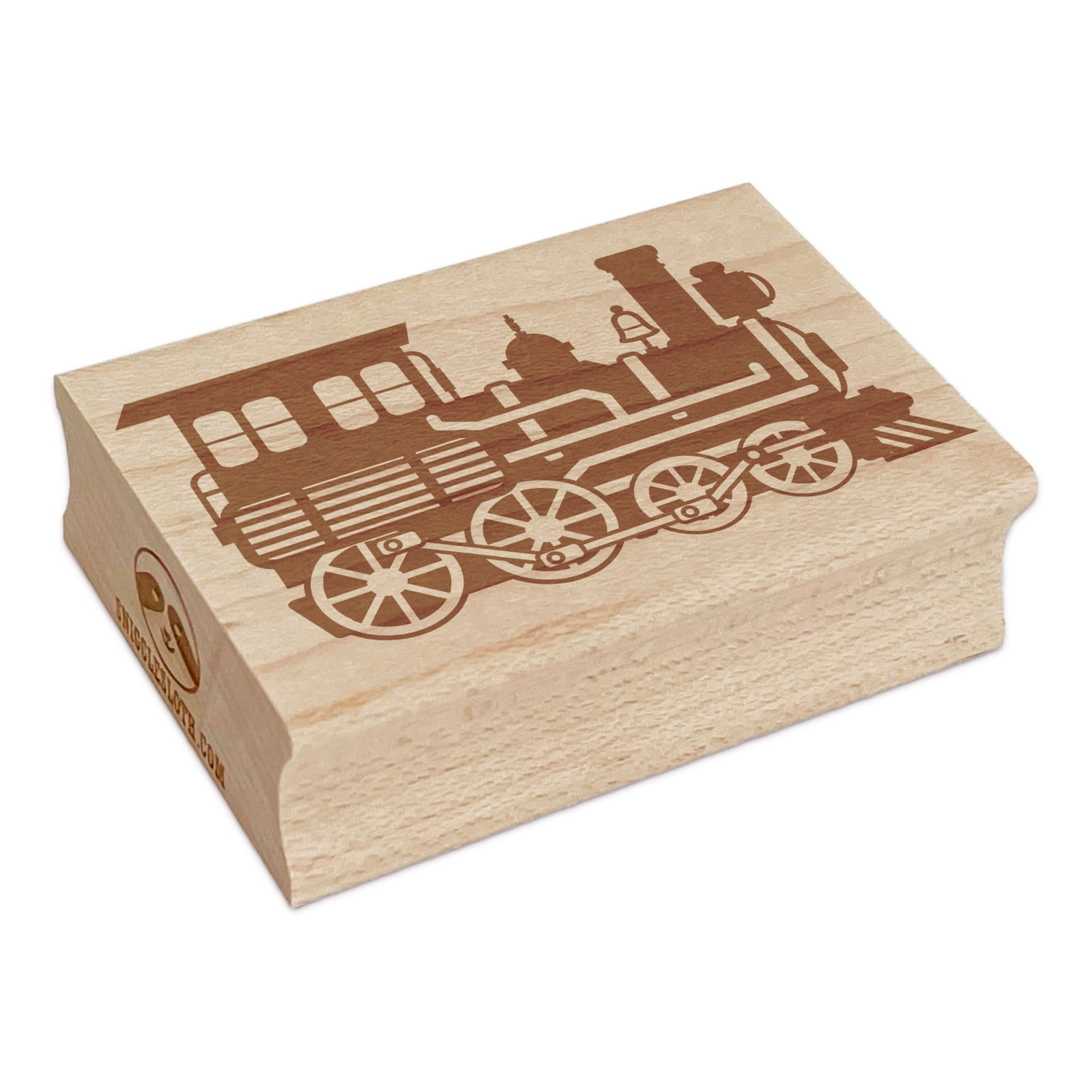 Classic Vintage Locomotive Train Steam Engine Rectangle Rubber Stamp ...