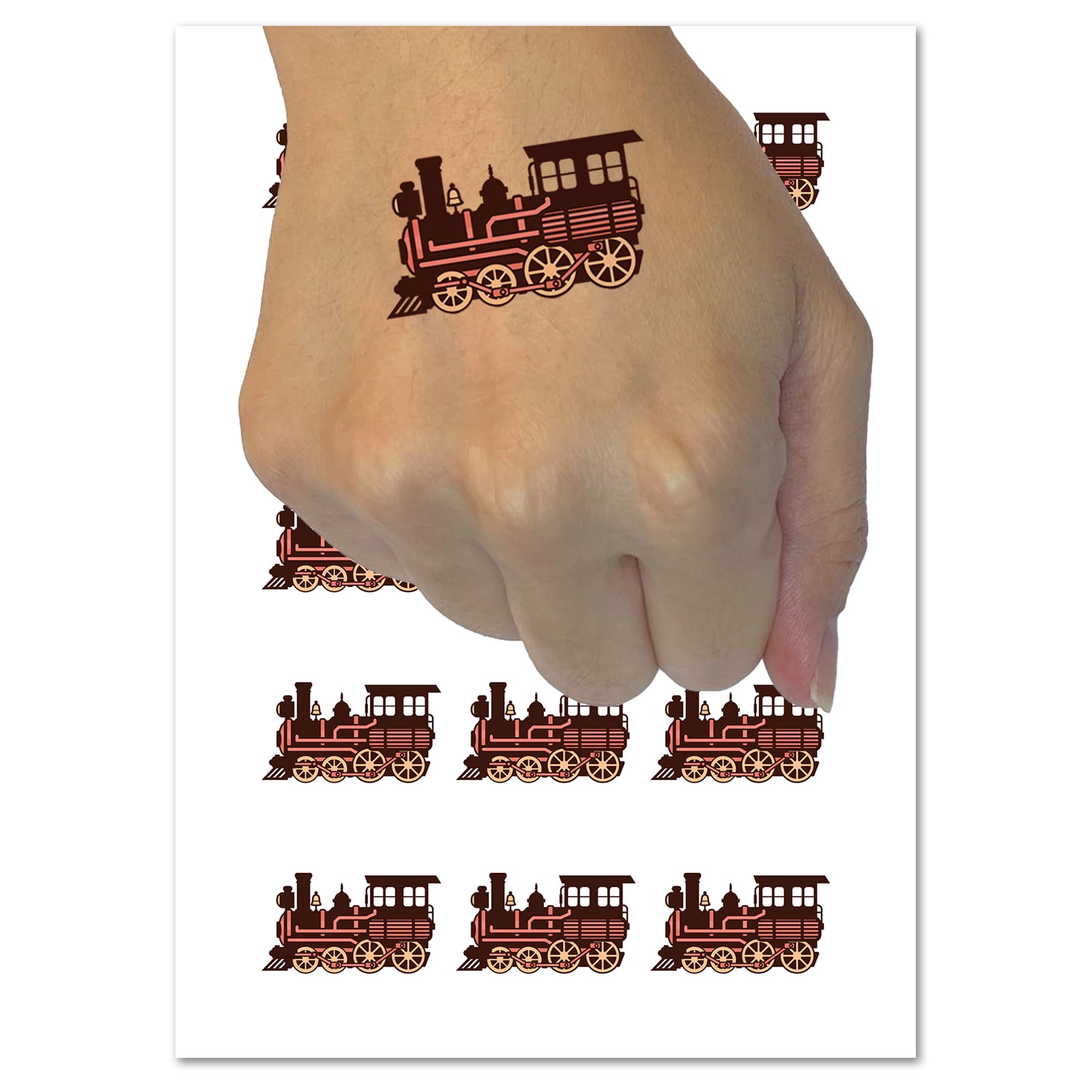 Classic Vintage Locomotive Train Steam Engine Water Resistant Temporary ...