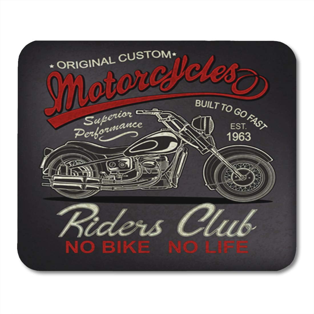 Classic Vintage Motorcycle Antique Biker Black Car Club Custom Mousepad ...