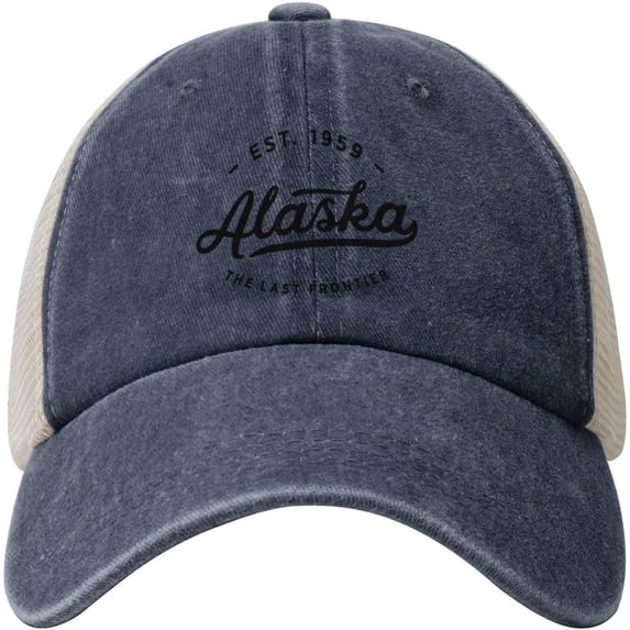 Classic Vintage Retro Alaska Est 1959 Warm Cowboy Vintage Mesh Baseball ...