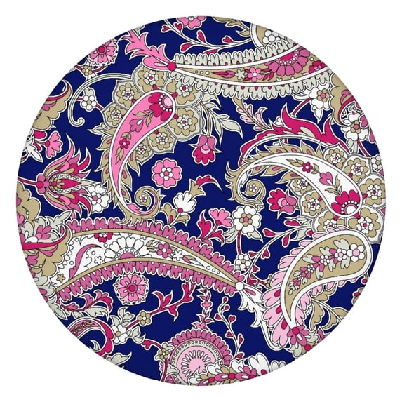 Classic Vintage Round Fitted Tablecloth - Ethnic Paisley Pattern ...