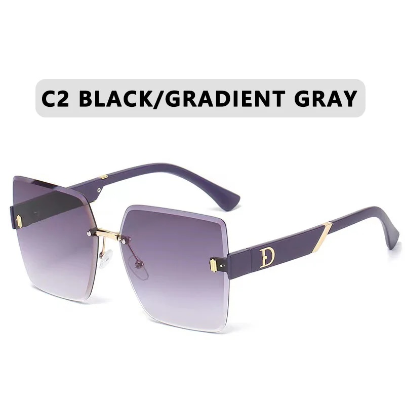 Classic Vintage Square Sunglasses Woman Gradient Mirror Frameless Sun Glasses Female Retro ...