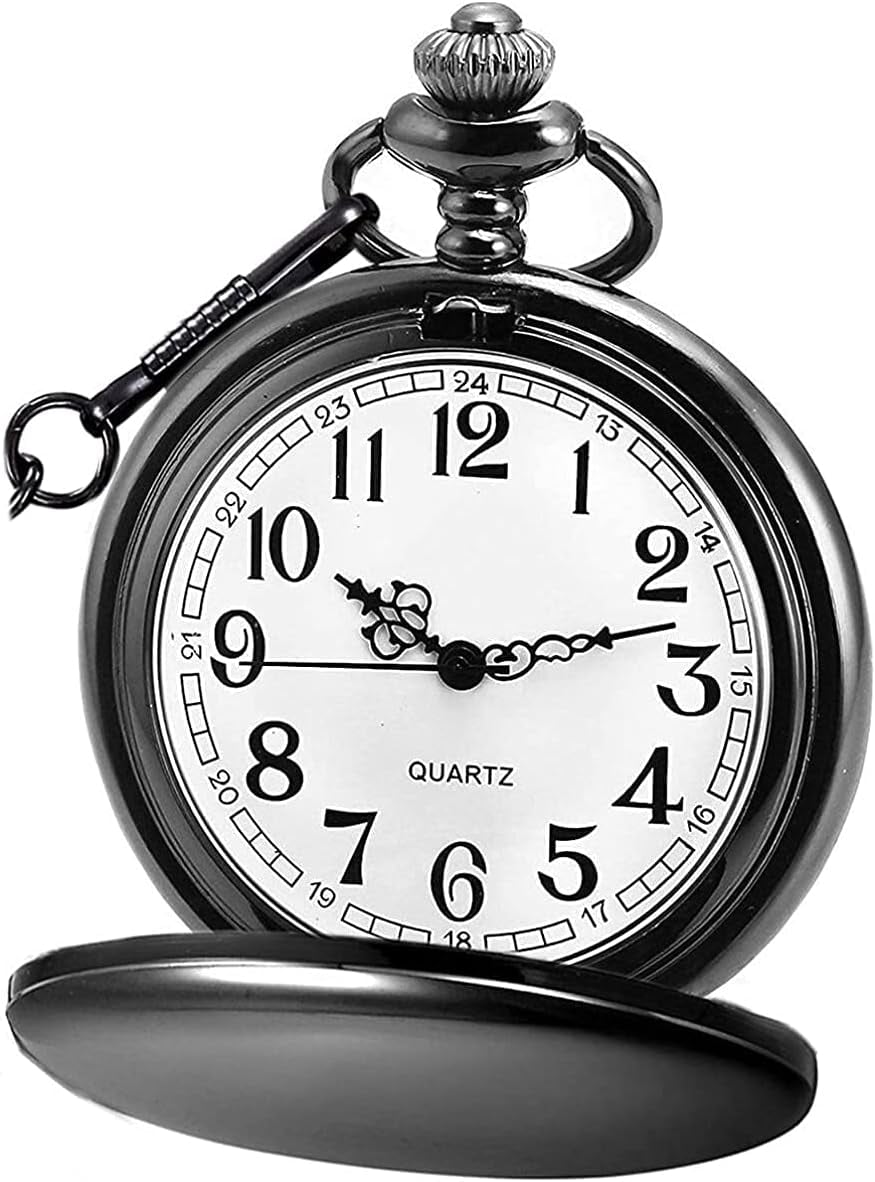 Classic Vintage Stainless Steel Quartz Pocket Watch, Arabic Numerals ...