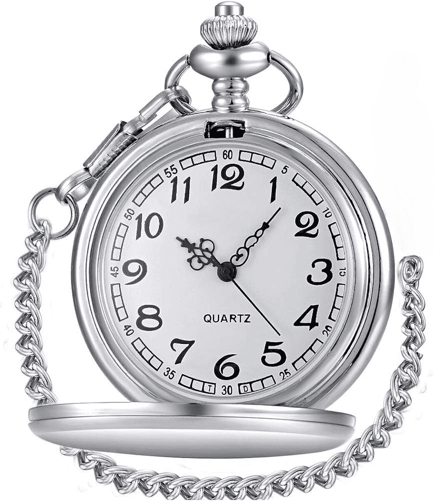 Classic Vintage Stainless Steel Quartz Pocket Watch, Arabic Numerals ...