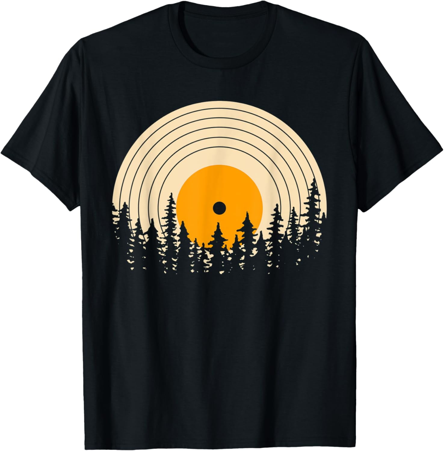 Classic Vintage Vinyl Record Forest Sunset Retro LP Records T-Shirt ...
