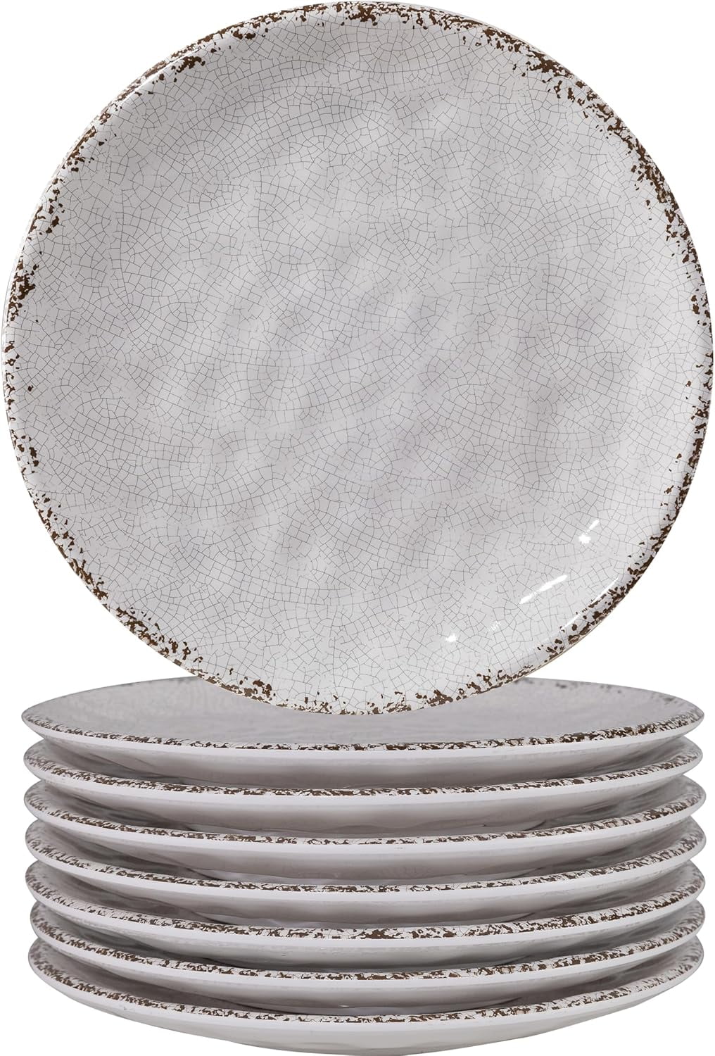 Classic Vintage White Melamine Dinner Plate Set, 11-inch Lightweight ...