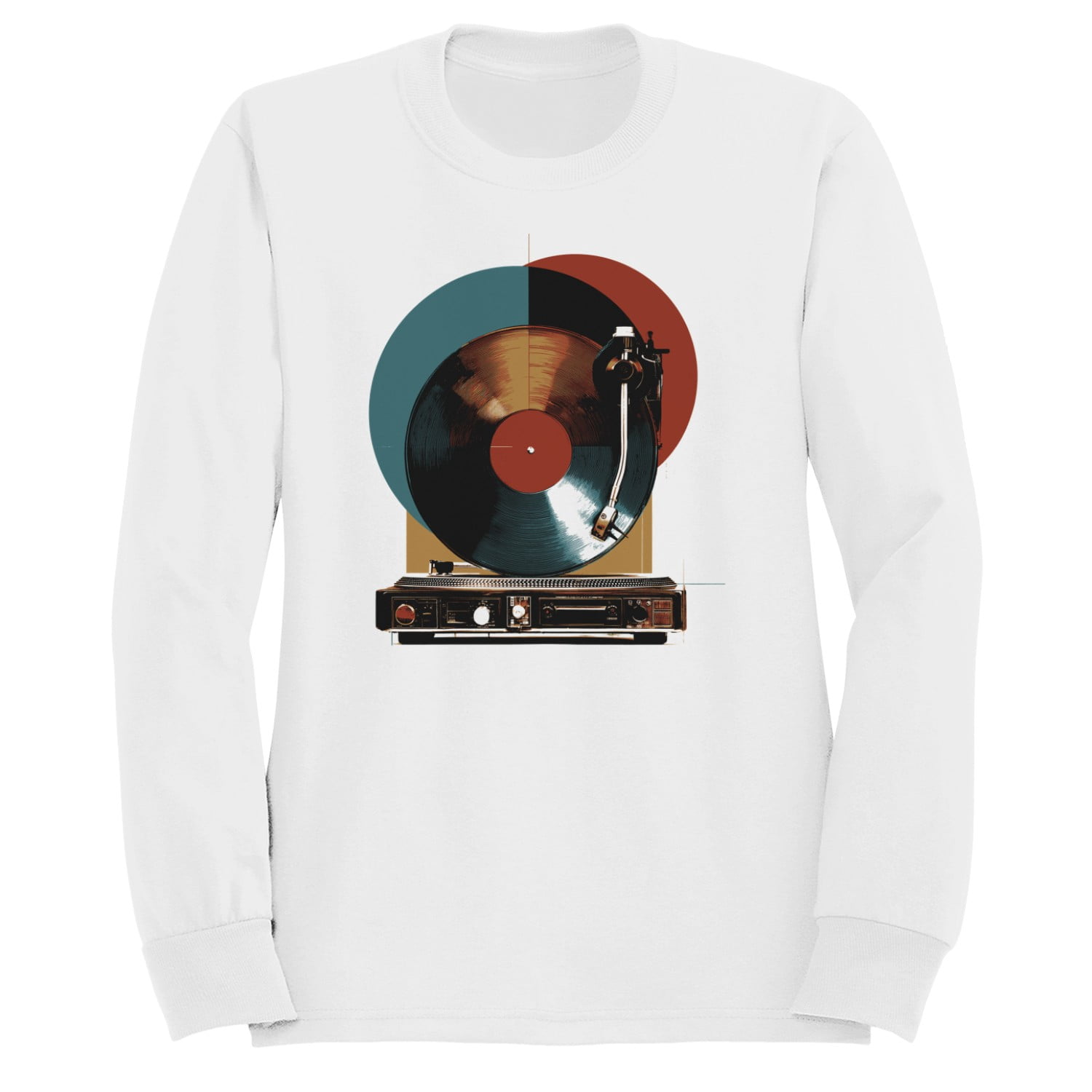 Classic Vinyl Record Player Men's White Sweatshirt - Walmart.com