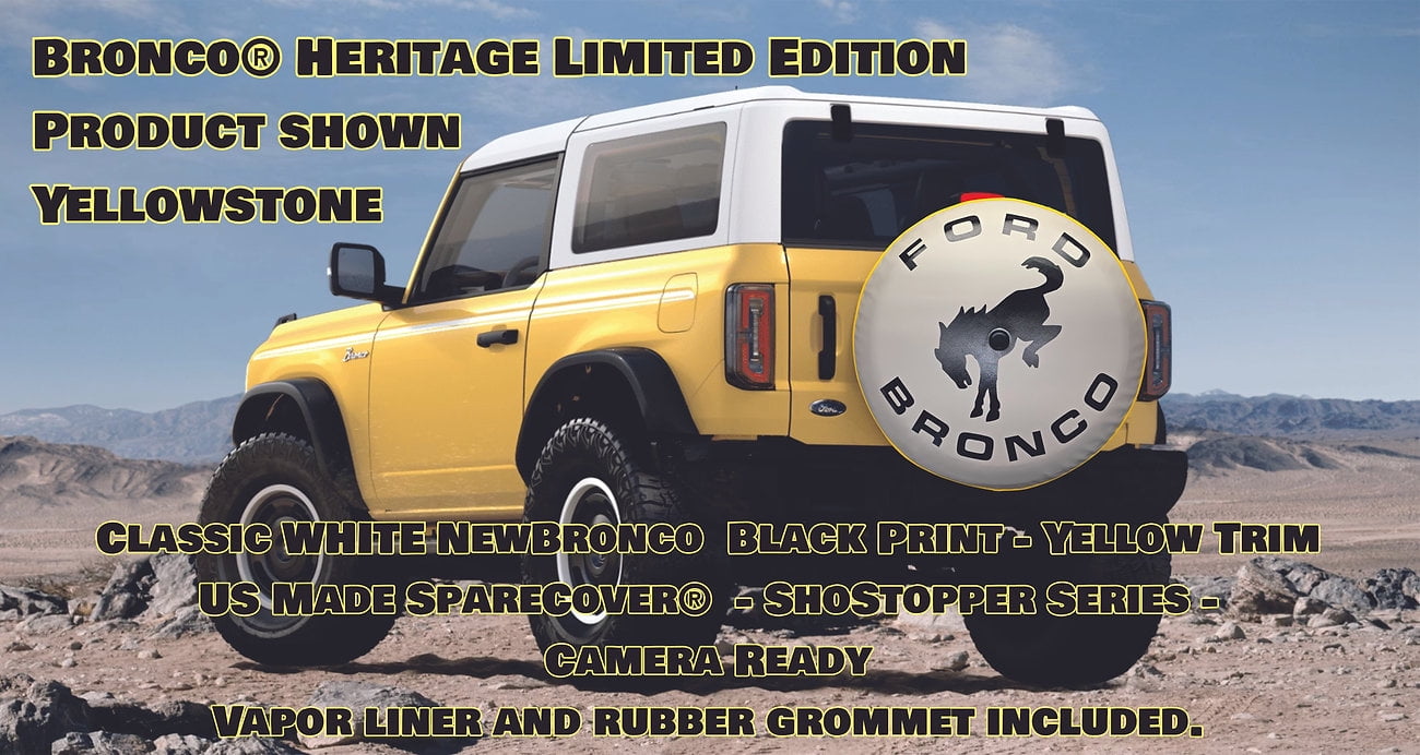 Classic WHITE Bronco - 32-inch - US Made SpareCover® Brand - Black ...