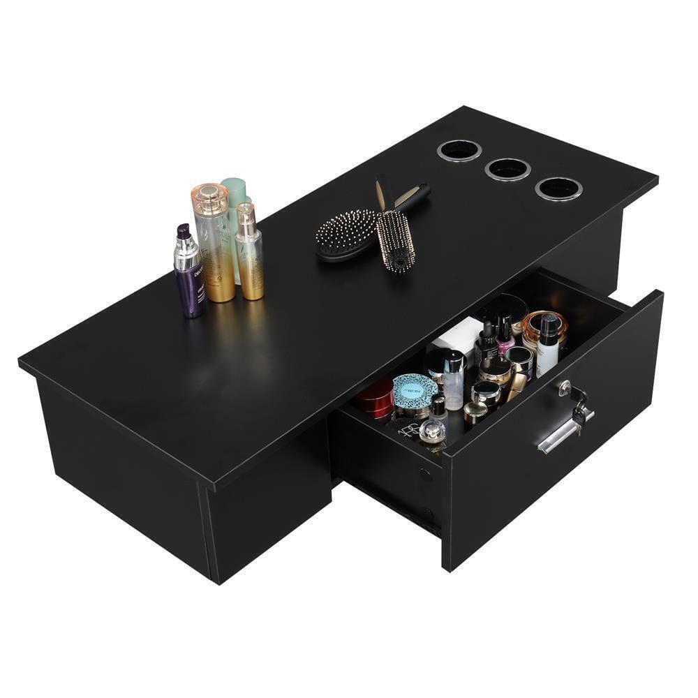 Classic Wall-Mounted Salon Cabinet with Lockable Drawer and Three Zinc ...