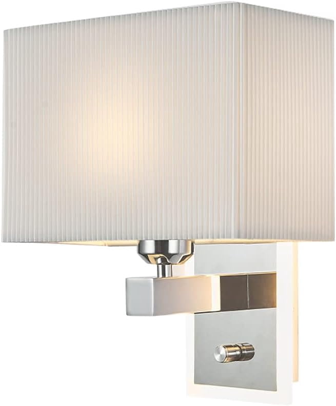 Classic Wall Sconce Chrome Metal Wall Light Square Fabric Hardwired ...