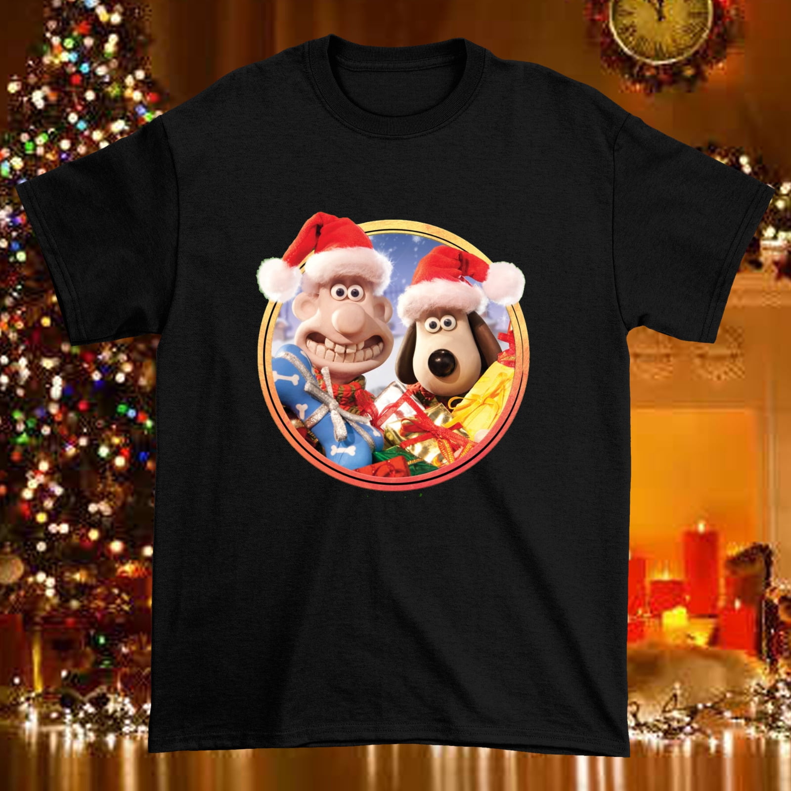 Classic Wallace and Gromit Christmas Black All Size Shirt OM37 ...