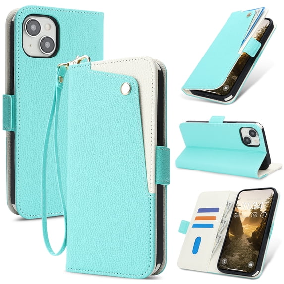Classic Wallet Case for iPhone 14, PU Leather Flip Phone Cover with TPU ...