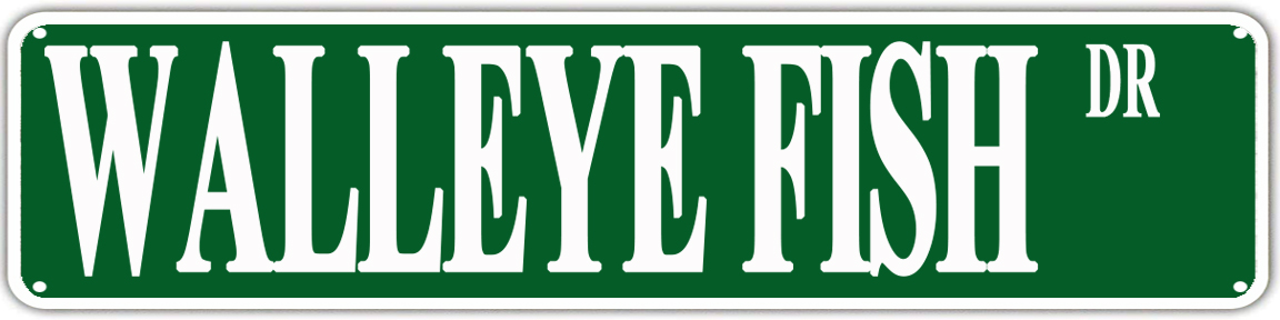 Classic Walleye Fish Blvd Dr Street Sign,Metal Road Sign For Indoor ...