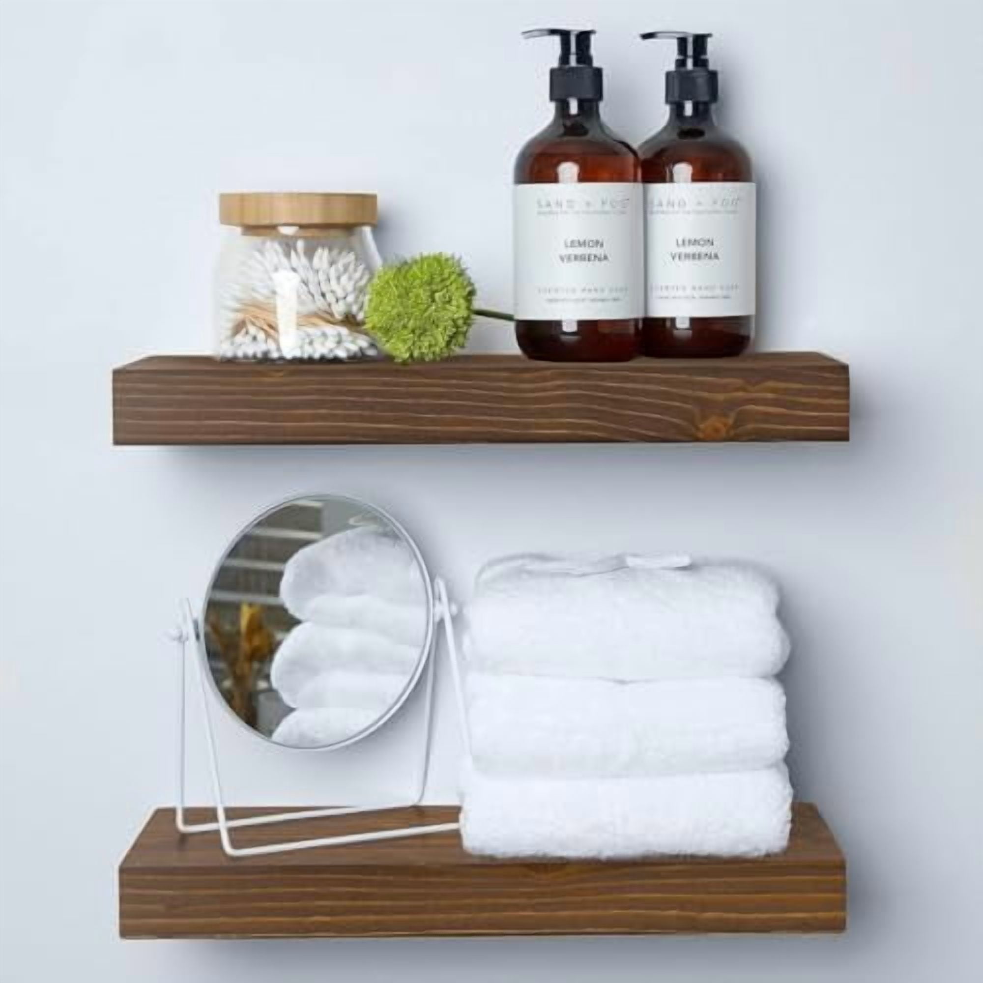 Classic Walnut 16 inch Floating Shelf, High End Solid Real Wood Small ...