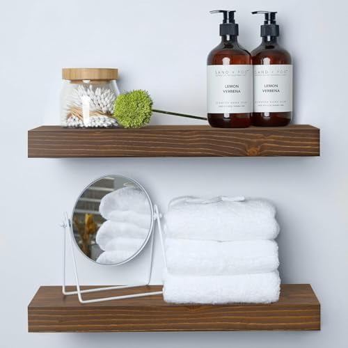 Classic Walnut 18 inch Floating Shelf, High End Solid Real Wood Small ...