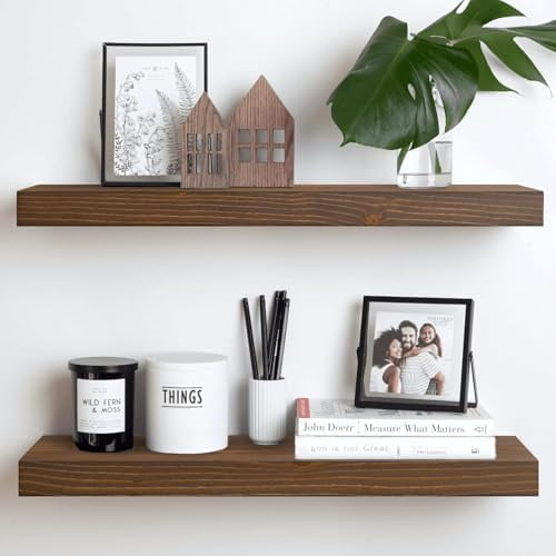 Classic Walnut 24 inch Floating Shelf, High End Solid Real Wood Small ...