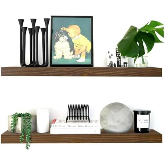 Classic Walnut 36 inch Floating Shelf, High End Solid Real Wood Small ...