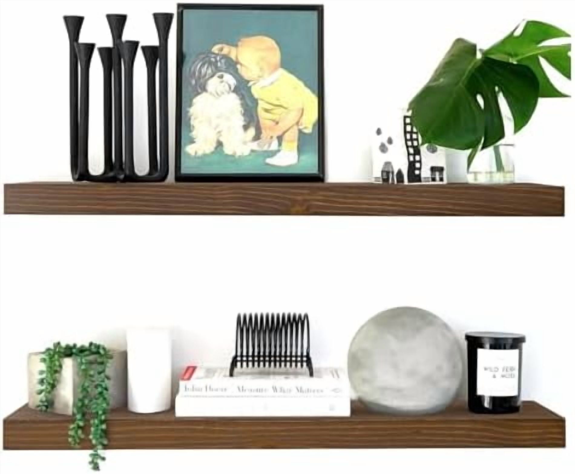 Classic Walnut 36 inch Floating Shelf, High End Solid Real Wood Small ...