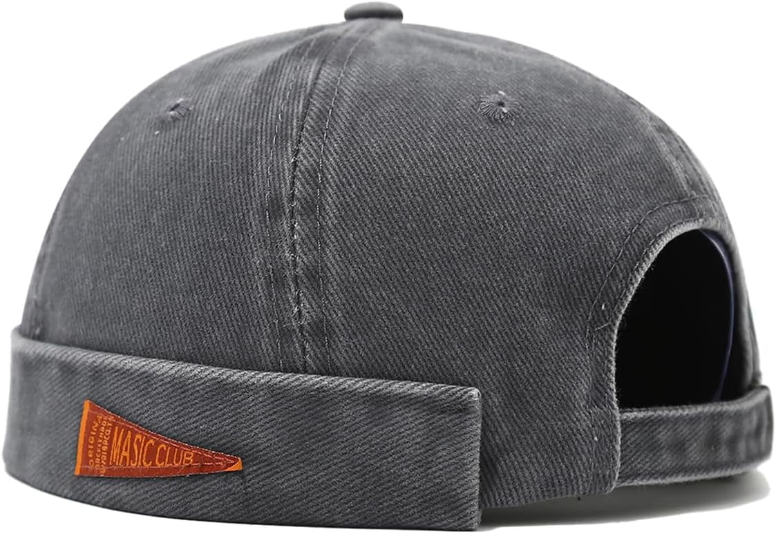 Classic Washed Brimless Docker Cap Rolled Cuff Retro Beanie Hat Sailor ...