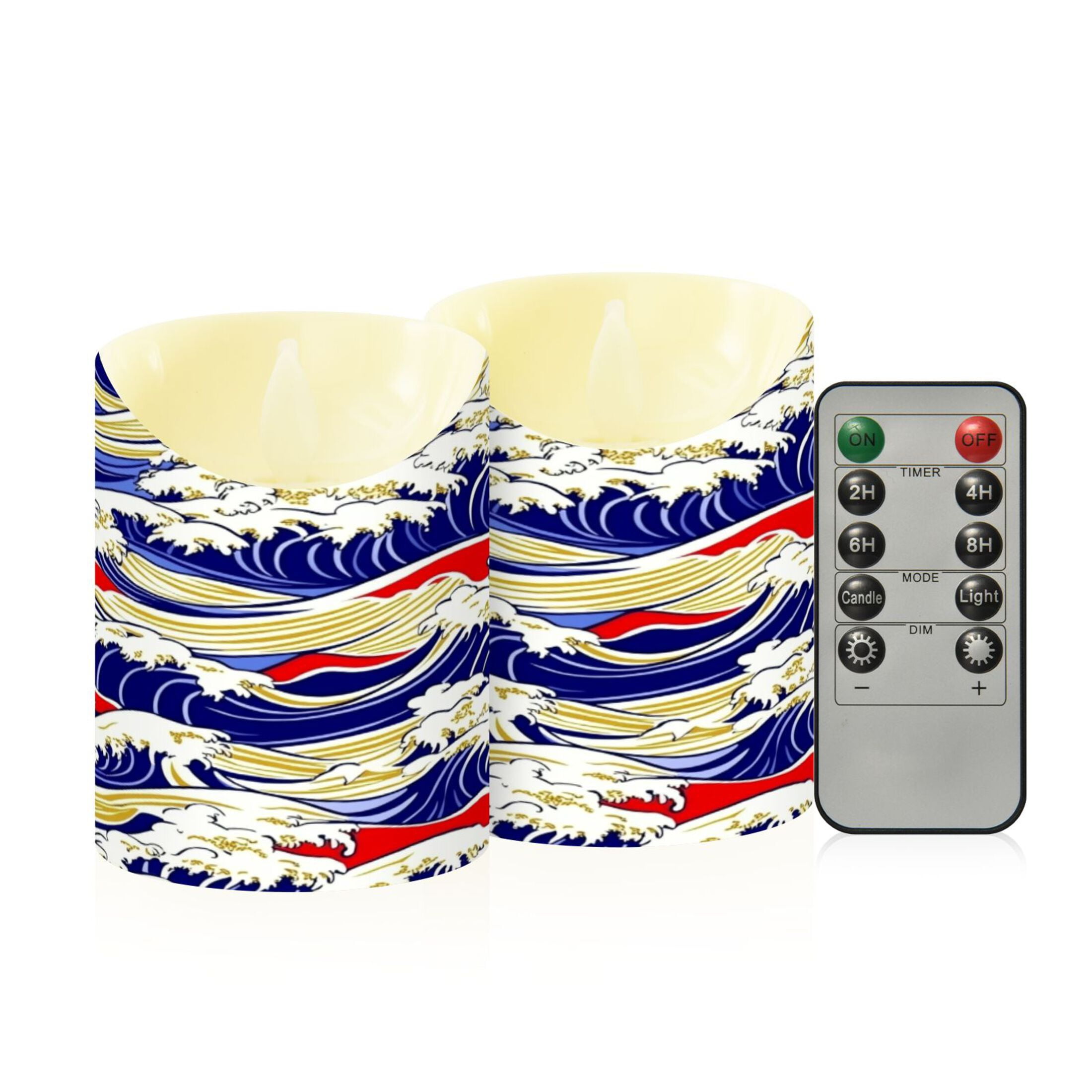Classic Wave Pattern Flameless Candles 2 PCS with Remote Realistic ...