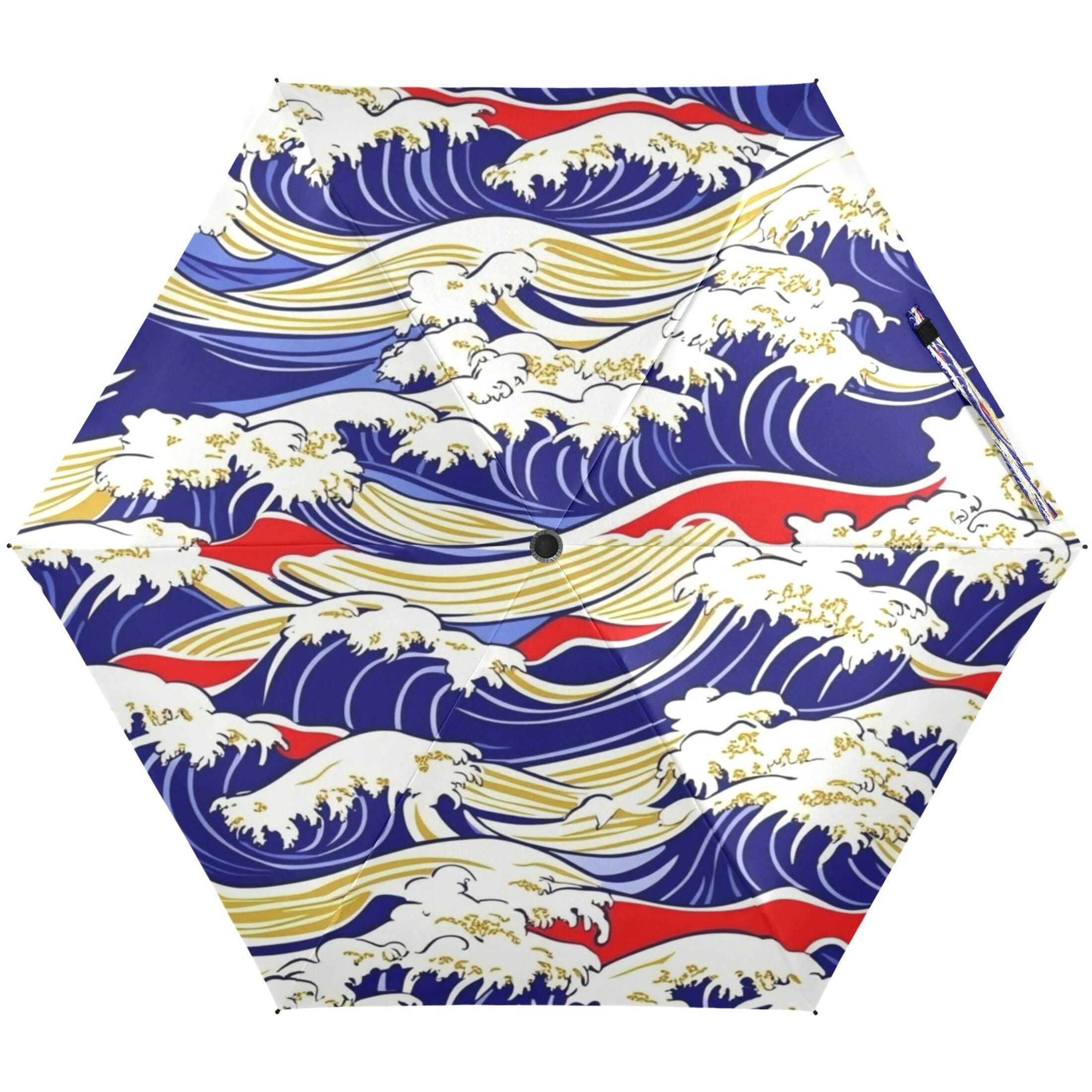 Classic Wave Pattern Umbrellas for Sun Auto Open Close UV50+ Waterproof ...