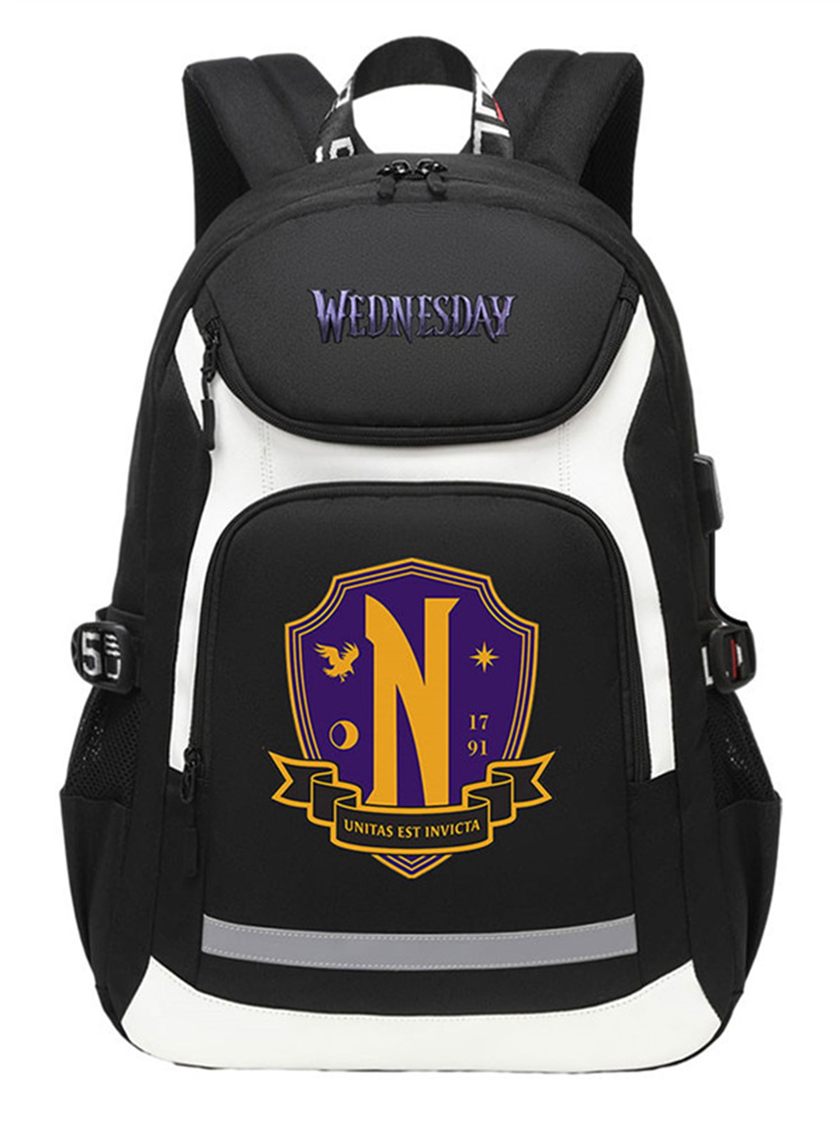 Classic Wednesday Addams Backpack with USB Charge Port Lightweight ...