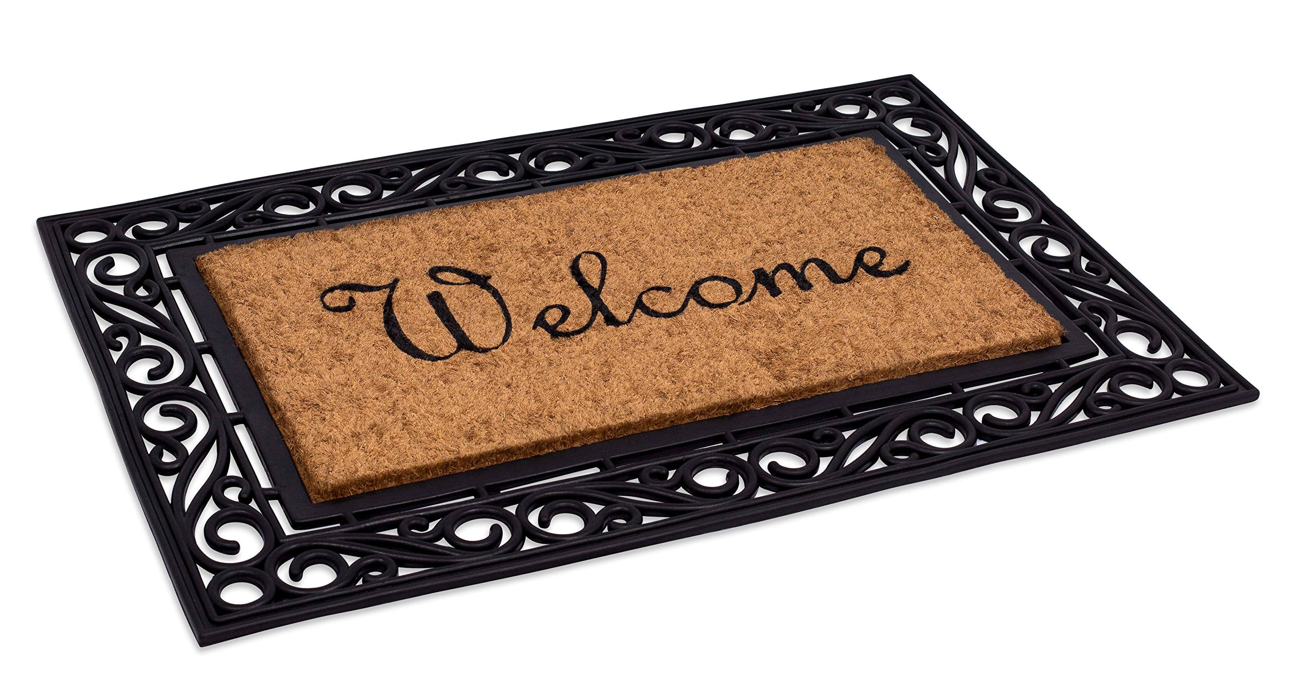 Classic Welcome Brush Coir Doormat - Vinyl Backed, Waterproof, Dirt ...