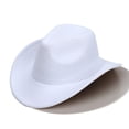 Classic Western Cowboy Felt Hat, Curved Roll-up Brim Solid Color Dress ...