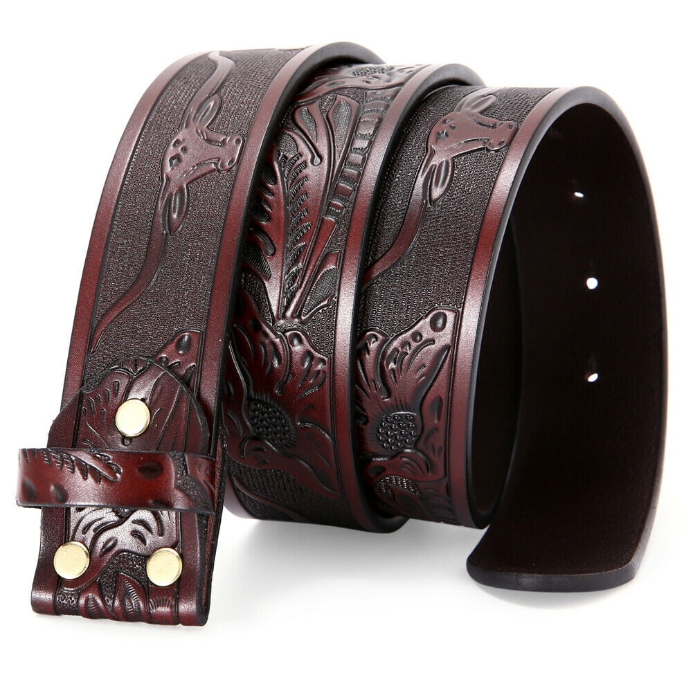 Classic Western Denim Design Leather Bull-head Design Snap Button Belt ...