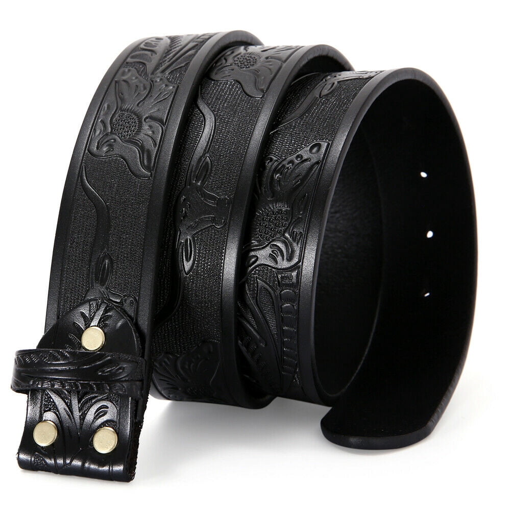 Classic Western Denim Design Leather Bull-head Design Snap Button Belt ...