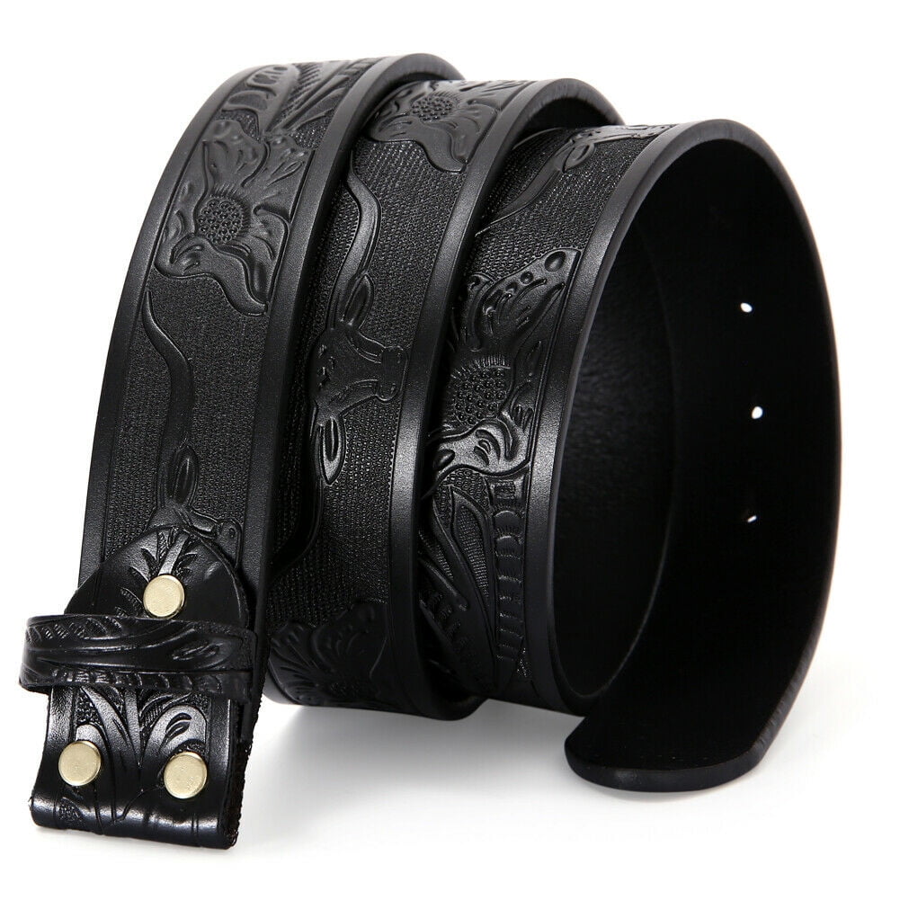 Classic Western Denim Design Leather Flower/Horse/Bull-head Design Snap ...