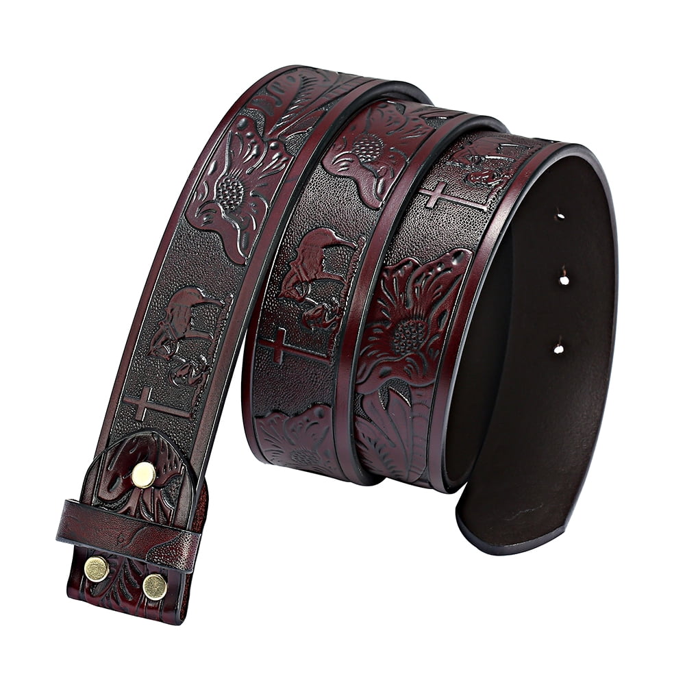 Classic Western Denim Design Leather Horse Design Snap Button Belt Men ...