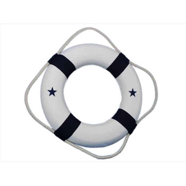 Classic White Decorative Lifering With Blue Bands 15 in. Life Rings ...