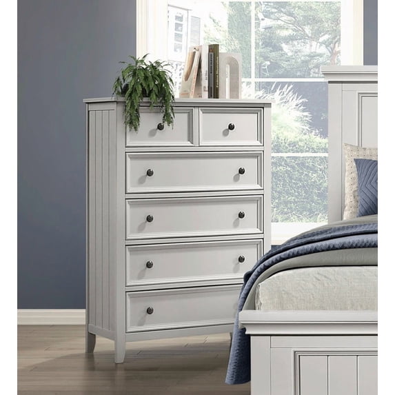 Classic White Finish Chest of 6 Drawers Storage 1pc Modern Bedroom ...