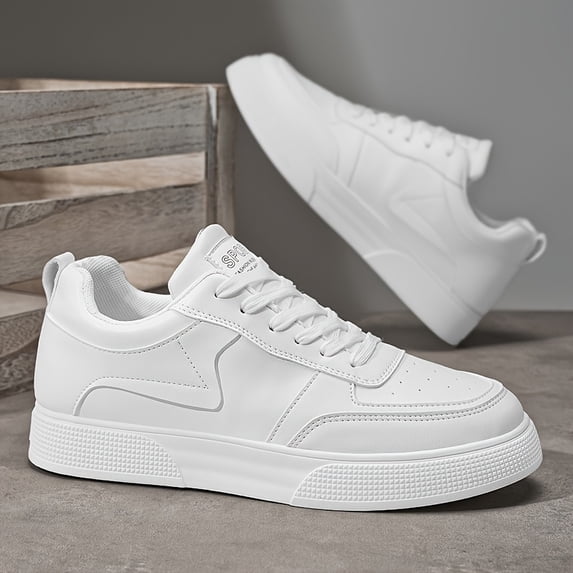 The Classic White Men'S Sneakers Feature A Easy And Comfortable Inner ...