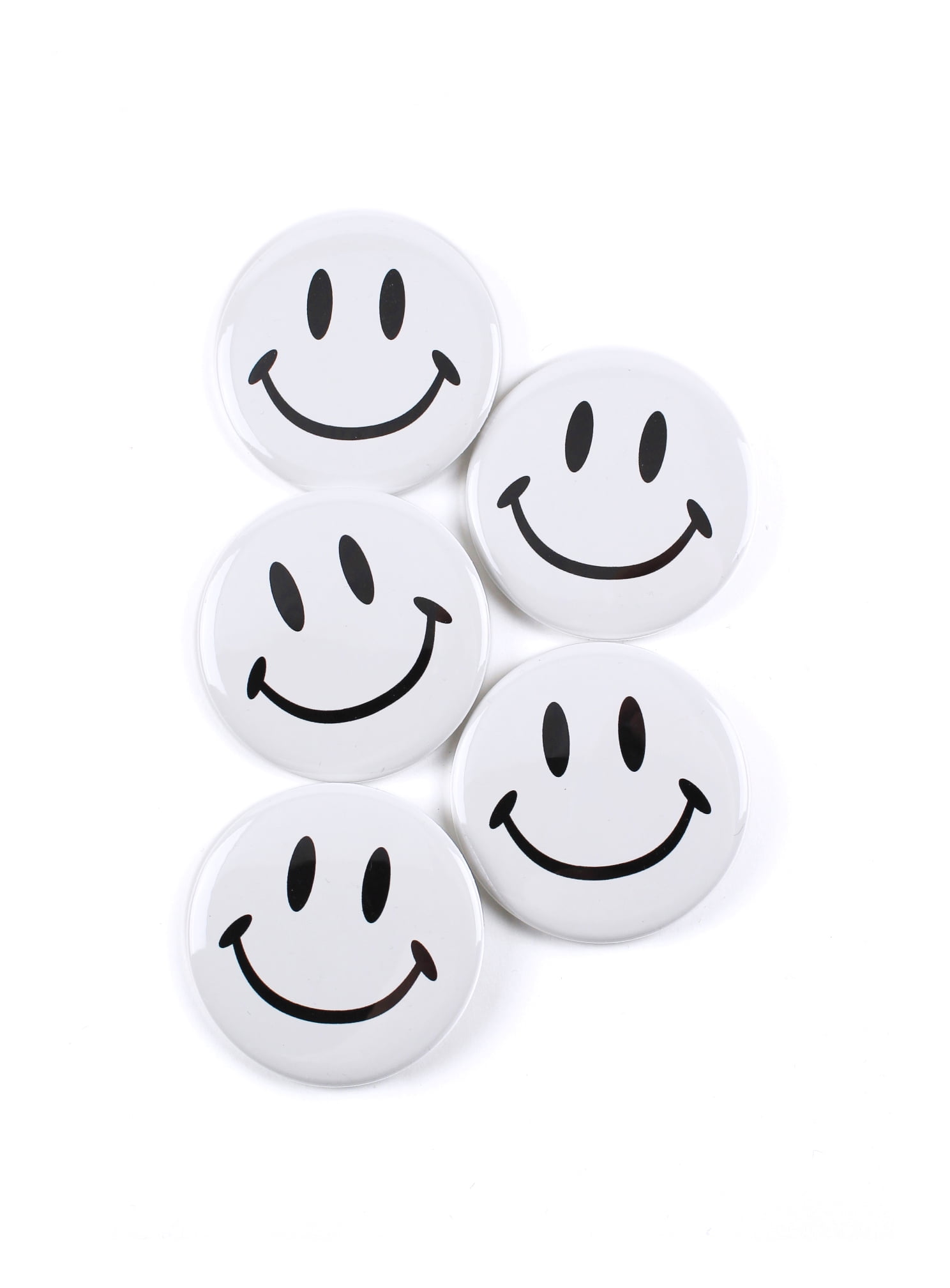 Classic White Smiley Face Pinback Button Badges - 2.25 Inch Round - 5 ...