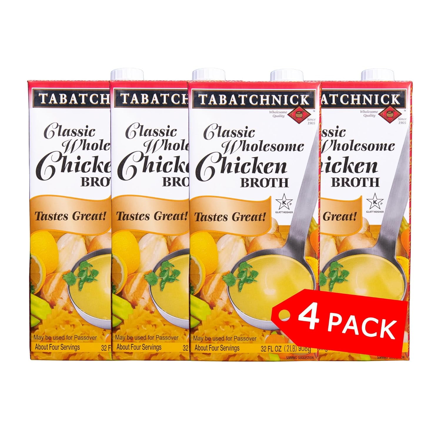 Classic Wholesome Chicken Broth Real Chicken Broth (4 Pack) 32oz ...