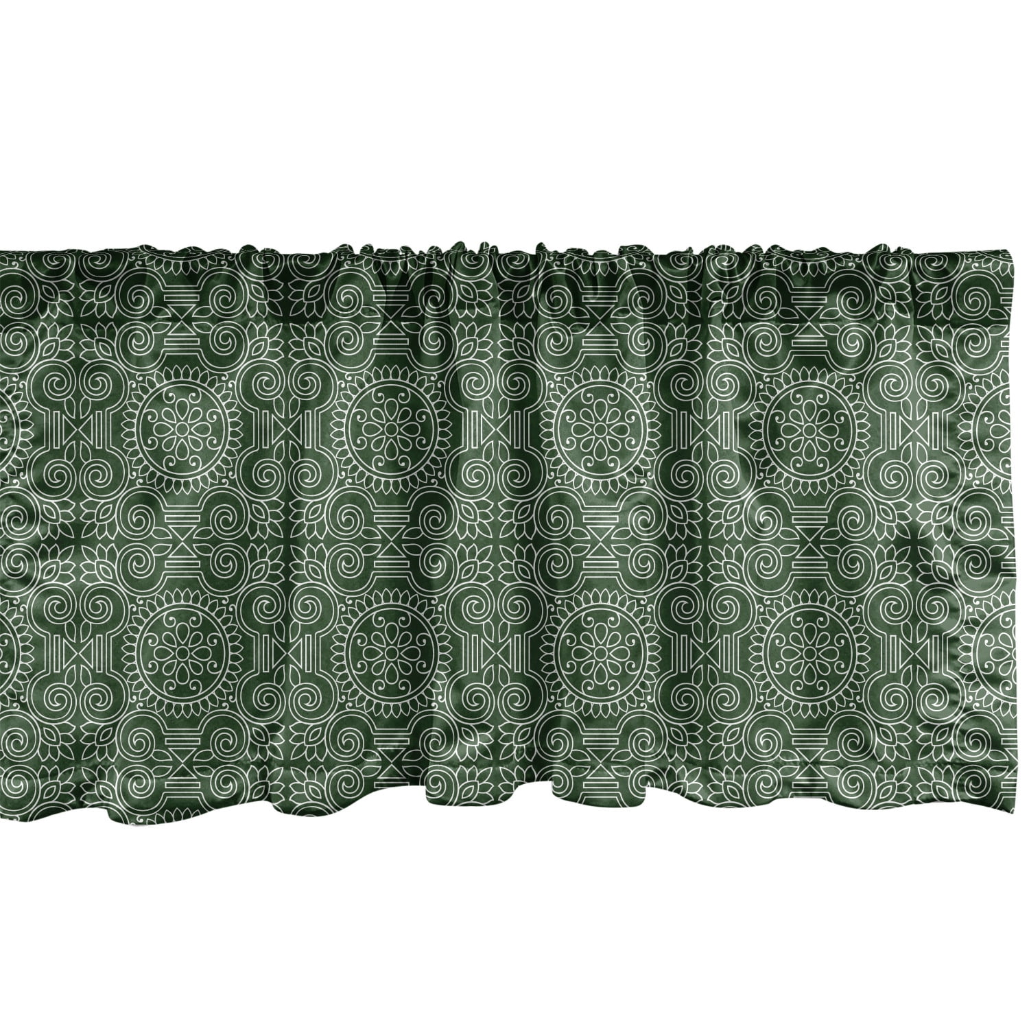 Ambesonne Classic Valance Pack of 2, Damask Art Swirly Blossoms, 54"X18 ...