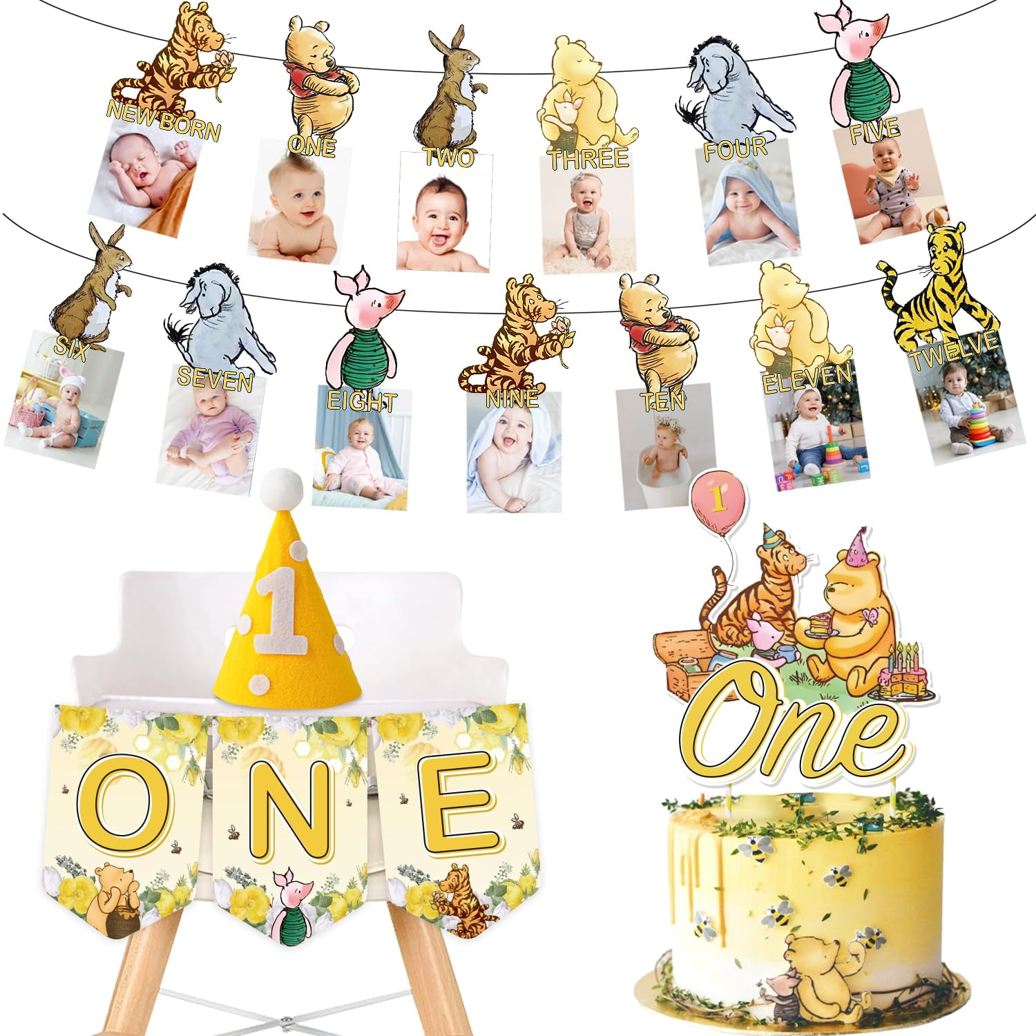 Classic Winnie 1st Birthday STF9 Party Decorations, Vintage Winnie ...